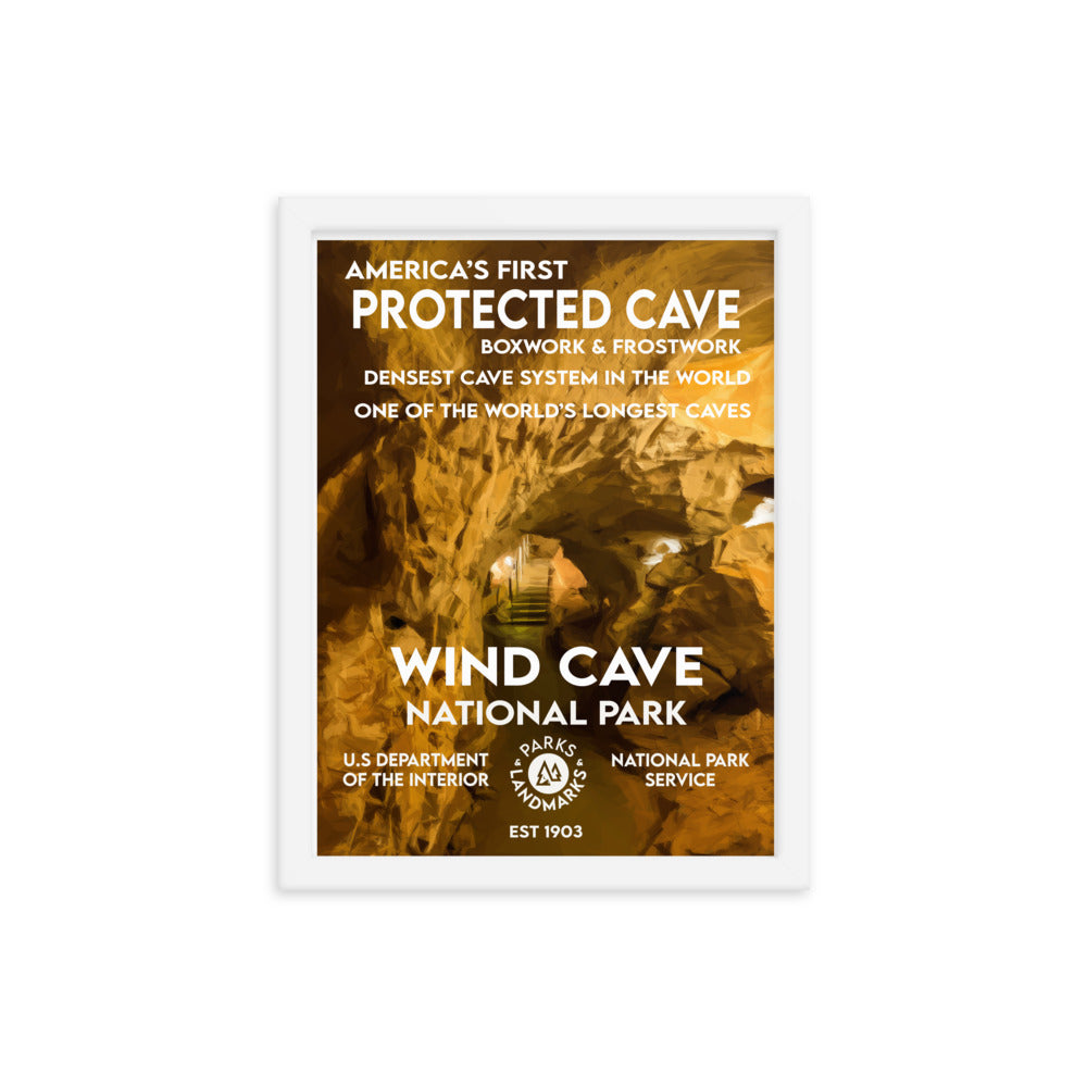 Wind Cave National Park Poster (Framed) - WPA Style
