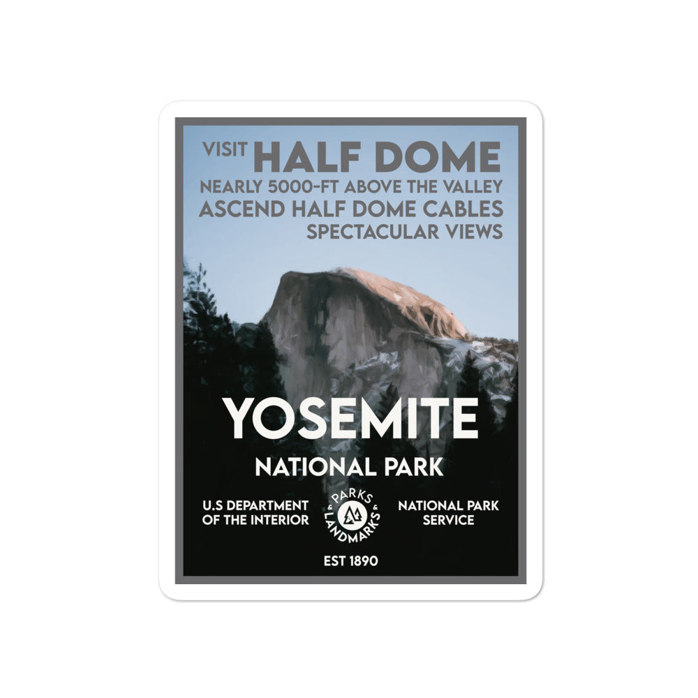 Yosemite National Park Sticker - Visit Half Dome